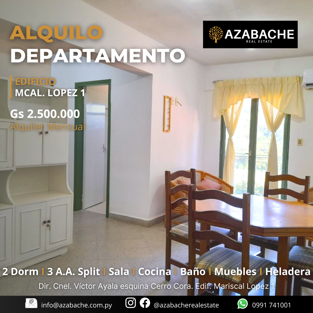 ALQUILO DEPARTAMENTO AMOBLADO EN EDIFICIO MCAL. LOPEZ 1 - Azabache